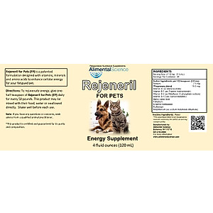Rejeneril-FP 4oz up to 240 Servings Naturally Relieve Fatigue in Pets Increase Energy Normal Appetite Immune Support Dog Cat & Pet Formulation Antioxidant Vitamin Mineral Supplement Longevity Vitality