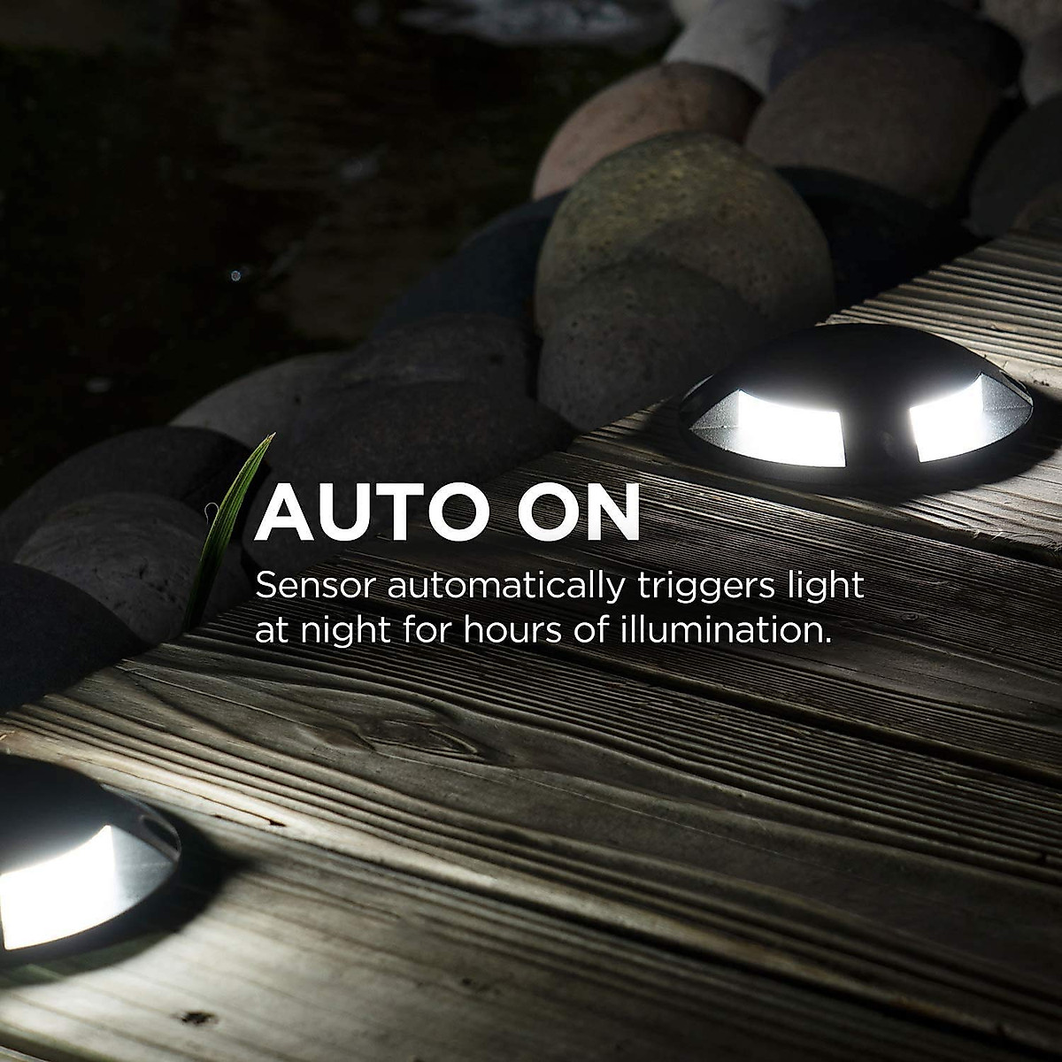 Home Zone Security Deck & Stair Solar Light Weatherproof No Wiring Black 12 Set