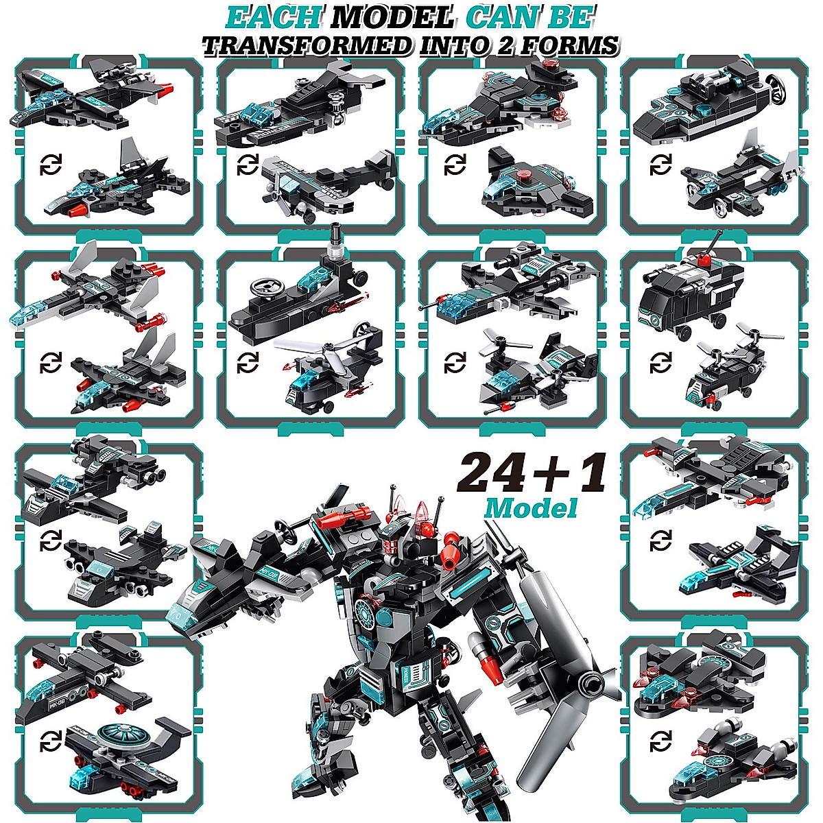 LUKAT Robot Building Toys for Boys Age 6 7 8 9 10 11 Year Old, 577 PCS STEM Toy Kit, 25-in-1 Building Bricks Educational Construction Set Engineering Toys, Activities Learning Gift for Kids