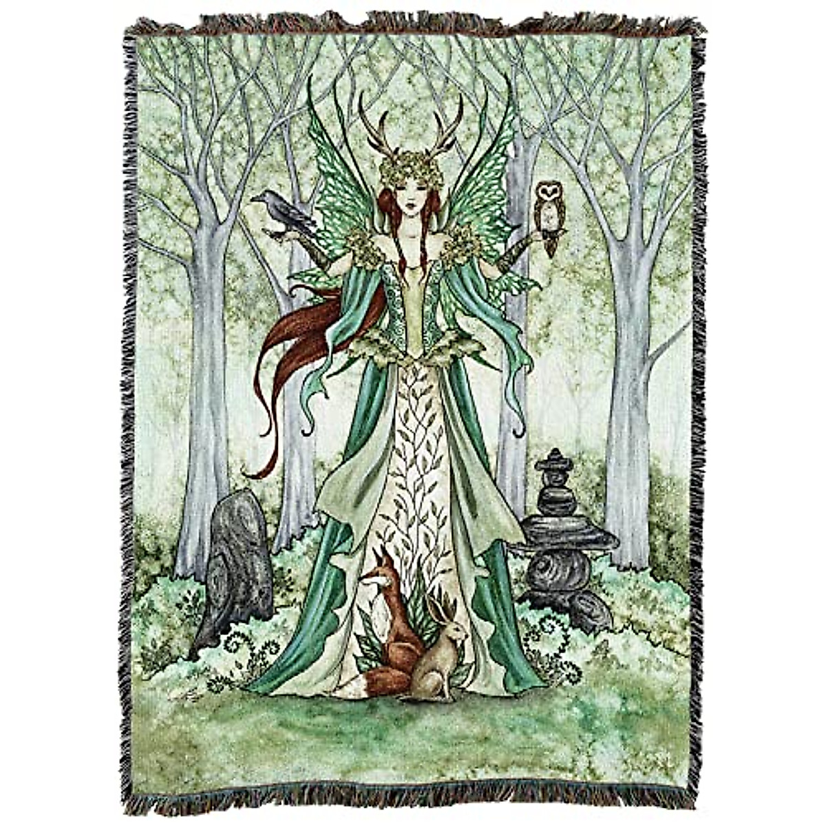 Pure Country Weavers Caretaker Fairy Blanket by Amy Brown - Fantasy Gift Tapestry Throw Woven from Cotton - Made in The USA (72x54)