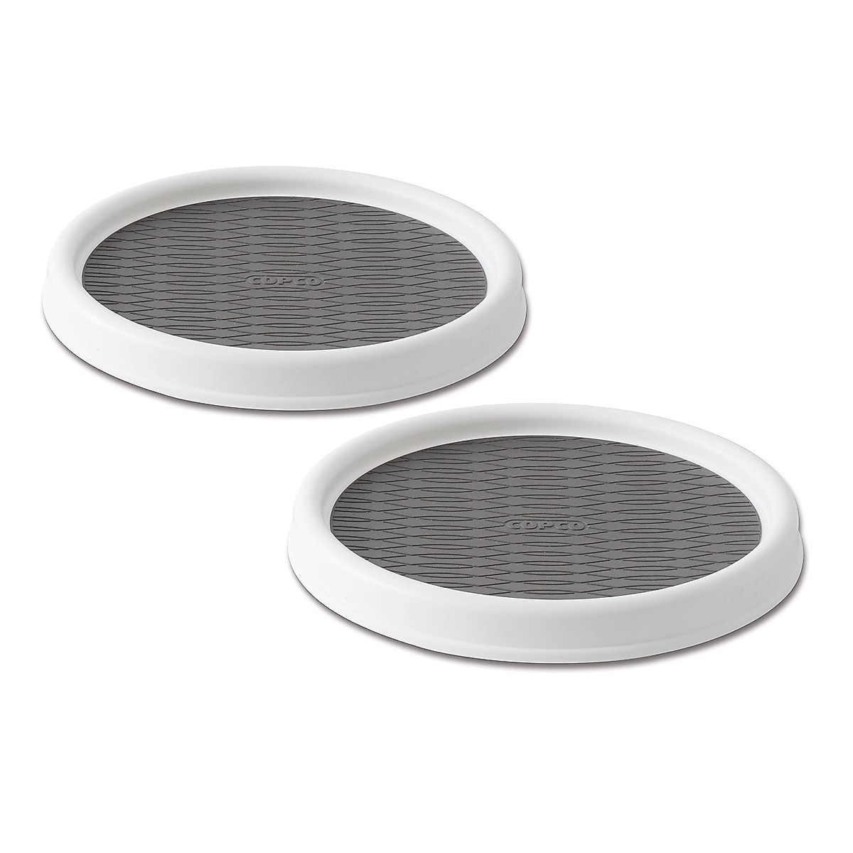 Copco Non-Skid Pantry Cabinet Lazy Susan Turntables, 9-Inch, White/Gray (Set of 2)