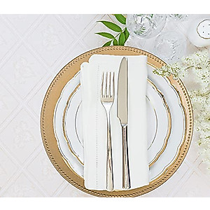 Cezoyx 12 Pack Gold Charger Plates with Beaded, 13 Inch Round Charger for Dinner Plate - Plastic Decor Charger Plate for Wedding, Party, Restaurant, Thanksgiving, Family Gathering