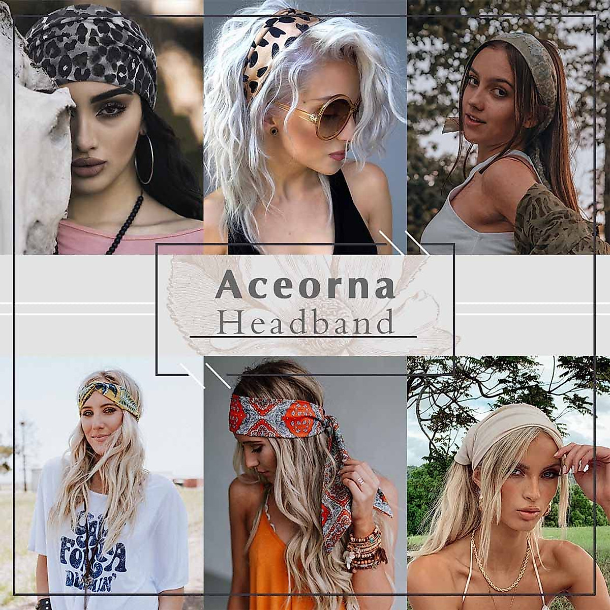 Aceorna Boho Headbands Wide Knotted Hairbands Stretch Printed Head Bands Bohemia Head Wraps for Women 3 Pcs (Set A)
