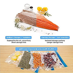 Sous Vide Bags,20 PCS Reusable Vacuum Sealer Bags for Food with 6 Sealing Clips, BPA Free Vacuum Food Storage Bags (8.7x8.3 Inch)