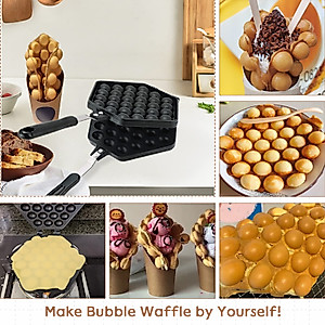 AMGSH Bubble Waffle Maker Pan Hand Held Egg Waffle Pan,Aluminum Alloy Non-stick Waffle Cake Baking Mold Plate for Breakfast Lunch Household Cafe Cake Shop Restaurant