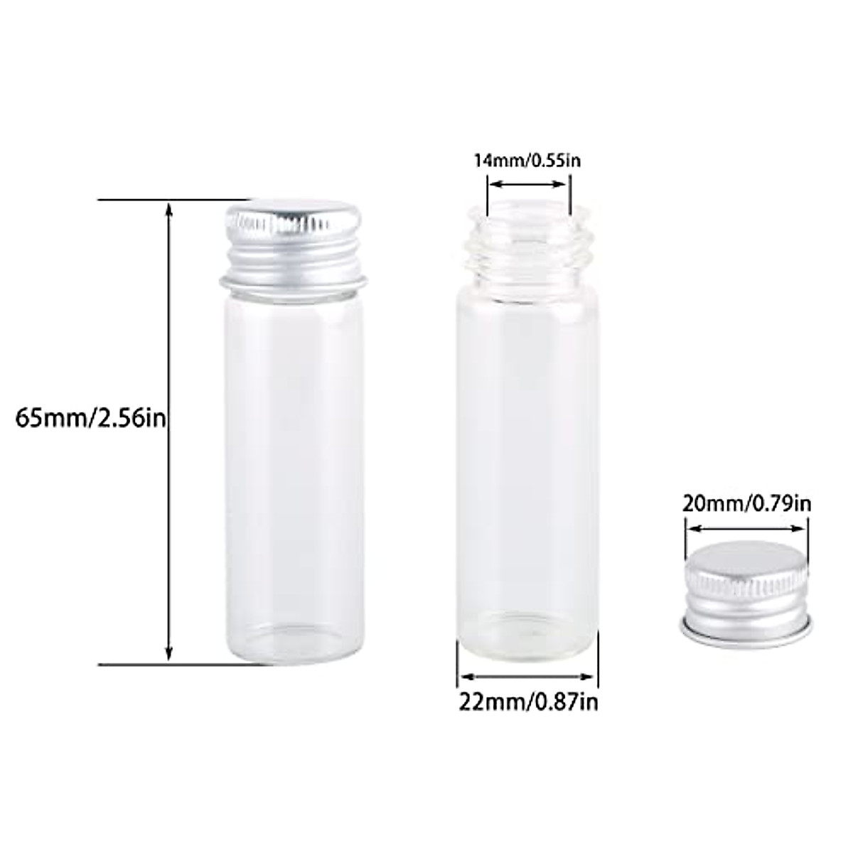 MaxMau 24 Tiny Jars with Aluminum Screw Lids 15ml Small Glass Bottles Clear Mini Vials Metal Caps Top Sample Message Bottle Jewelry Beads Herbs Storing Wedding Favors DIY Decorations