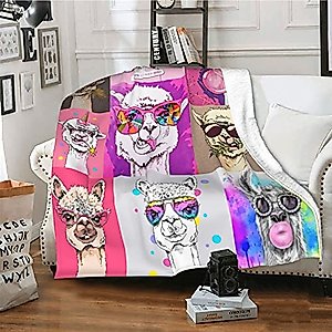 Llama Blanket Premium Velvet Lightweight Flannel Blanket Cute Soft Warm Throw Blanket Fluffy Cozy Fleece Blanket Llama Bed Blanket Suitable Available in All Seasons for Women Men Boys Girls(60"x80")