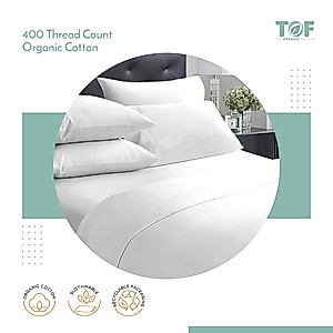 Twin Sheets - 100% Organic Cotton Twin Sheets Set, White Twin Bed Sheets, GOTS Approved, 400TC, 3 Piece Bedding Set, Soft Sateen Weave, Sabanas Twin, Deep Pocket Twin Sheets Fitted, Twin Sheets Cotton