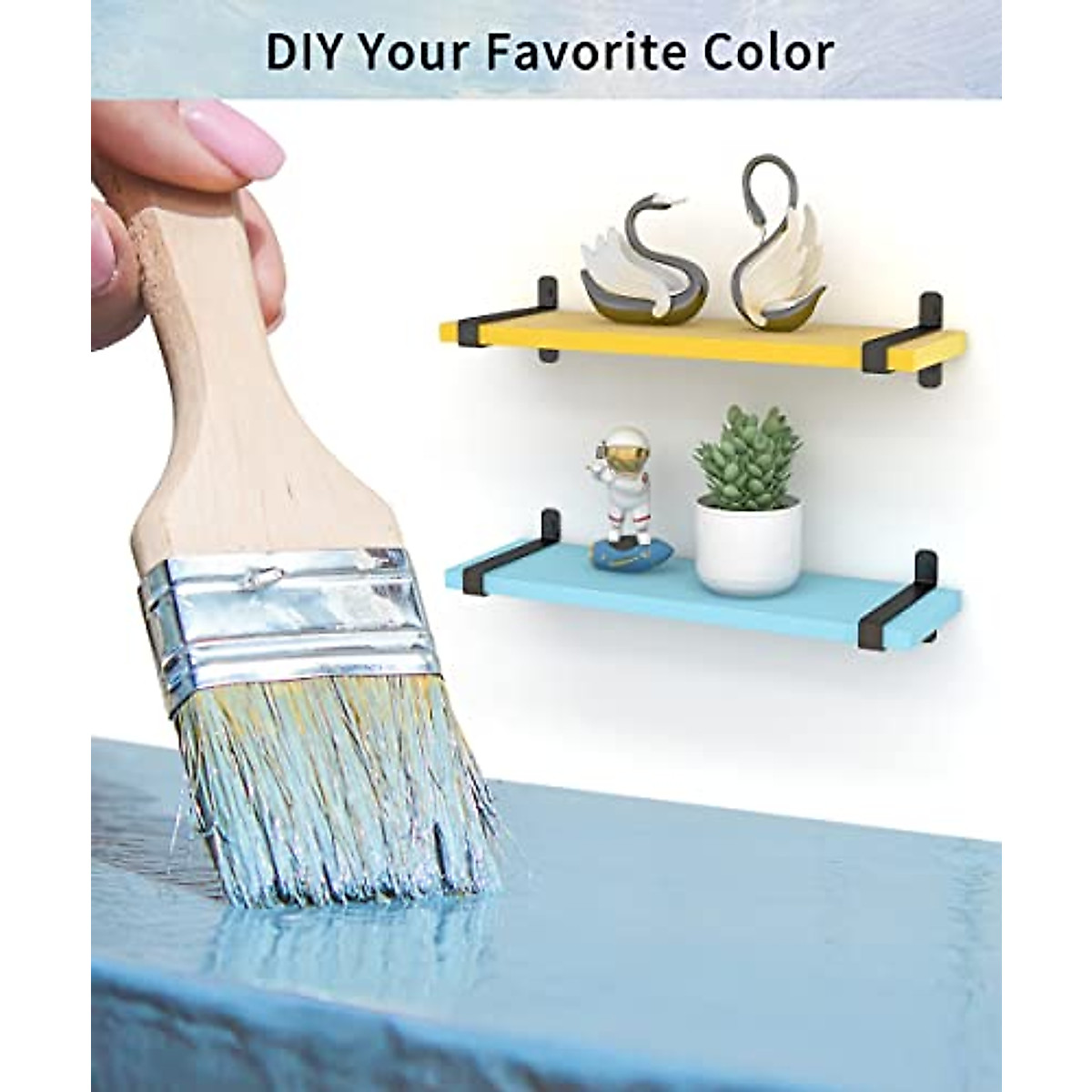 Gronda Floating Shelves Natural Wood Set of 3, Rustic Solid Wood Floating Shelves Wall Mounted Floating Bookshelves Farmhouse Wooden Wall Decor Wall Shelves for Bathroom Living Room Bedroom Kitchen