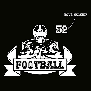Football Personalized Custom Number Football Player Wall Vinyl Decal Sticker - Graphic Play Decor Kids Bedroom Team Touchdown - Sport B - / Man-Caves, Playroom kids bedroom (Designs Fooball 7)