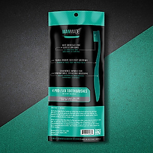 Man Made: 4 Pro-Flex Ultrs Soft Toothbrushes for Adults, Manual Toothbrushes, Become a Better Man - Ultra Soft Medium Tip Bristles (Green)