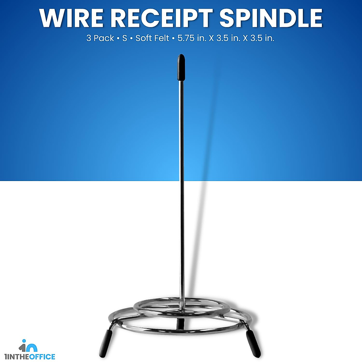 1InTheOffice Wire Receipt Spindle,Chrome Receipt Holder, 3 Pack" (Chrome)