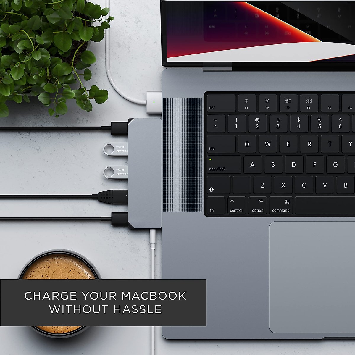 Satechi USB C Hub Multiport Adapter Pro Hub Mini, USB C Dongle with USB4 Port, USB C Data, 2 USB-A Data, Ethernet, Audio Jack, for MacBook Pro/Air M1 M2 M3 - Space Gray