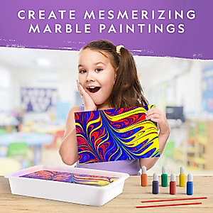 NATIONAL GEOGRAPHIC Marbling Art Kit - Create 12 Sheets of Marble Art with Paints & Water, Crafts for Kids, Amazon Exclusive