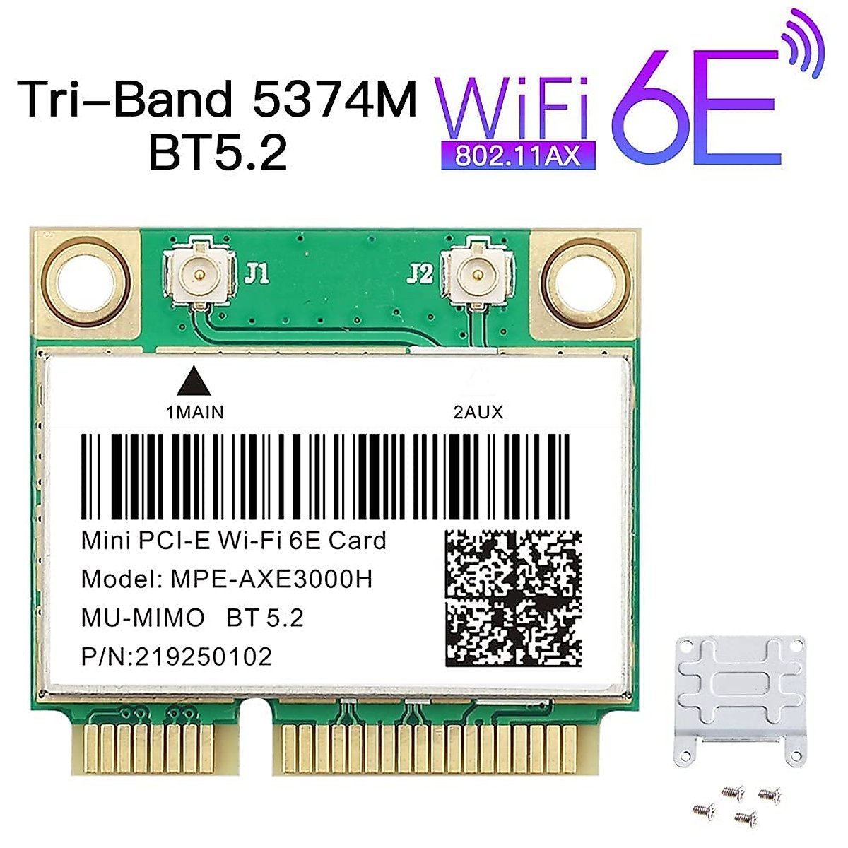 WiFi 6E Half Mini PCI-E WiFi Network Card 802.11AX AC MPE-AXE3000H 2.4GHz 5GHz 6GHz 5400Mbps Wireless Card BT5.2 MU-MIMO Mini PCIe Wi-Fi 6E Adapter OFDMA vPro for Windows 10/11 PC Laptops