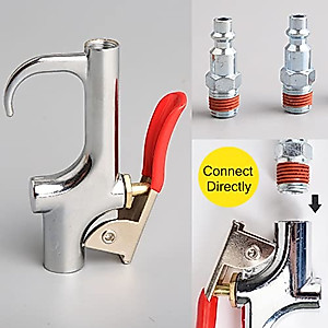 YNAir 18 Pieces Air Compressor Accessories kit, 1/4 in x 25 ft Recoil Poly Air Compressor Hose Kit, 1/4" NPT Quick Connect Air Fittings, 100 PSI Tire Inflator Gauge, Blow Gun, Couplers and Plugs