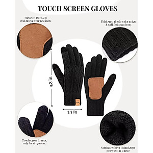 Women's Winter Hat, Glove & Scarf Set - Fleece Lined Beanie with Pom Pom, Touchscreen Gloves, Knit Scarf Neck Warmer