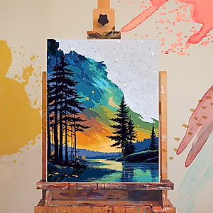 xackcme Starry Sky Paint by Numbers for Adults-Starry Night Paint by Number on Canvas Without Frame,DIY Abstract Landscape Oil Painting for Gift Home Wall Decor(16x20inch)