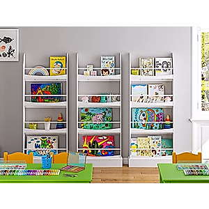 UTEX Kids Bookshelf,4 Tiers Children's Bookcases and Storage, Kids Bookcase Rack Wall for Bedroom,Study Living Room,White