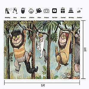 Where The Wild Things are Backdrop 5x3 King of All The Wild Things Baby Shower Background Happy Birthday Jungle Monsters Themd Backdrops
