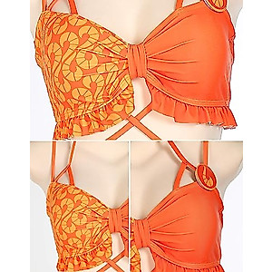Miraculous Women's Rena Rouge Beach Halter Straps Top with Side-Closure Bottom Bikini Set Swimsuit Bathing Suit (as1, Alpha, l, Regular, Regular, Orange)