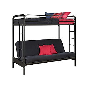 DHP Twin-Over-Futon Convertible Couch and Bed with Metal Frame and Ladder - Black
