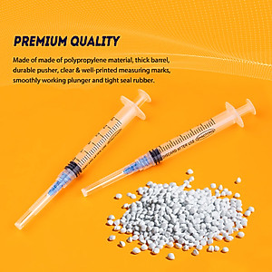 SHAOTONG 3mL Syringe with 23 Gauge 1 Inch Dispensing Needle, Lab Disposable Sample Injection Syringes for Measurement Liquid, Refilling Inks, Oil or Glue Applicator, 20 Pack