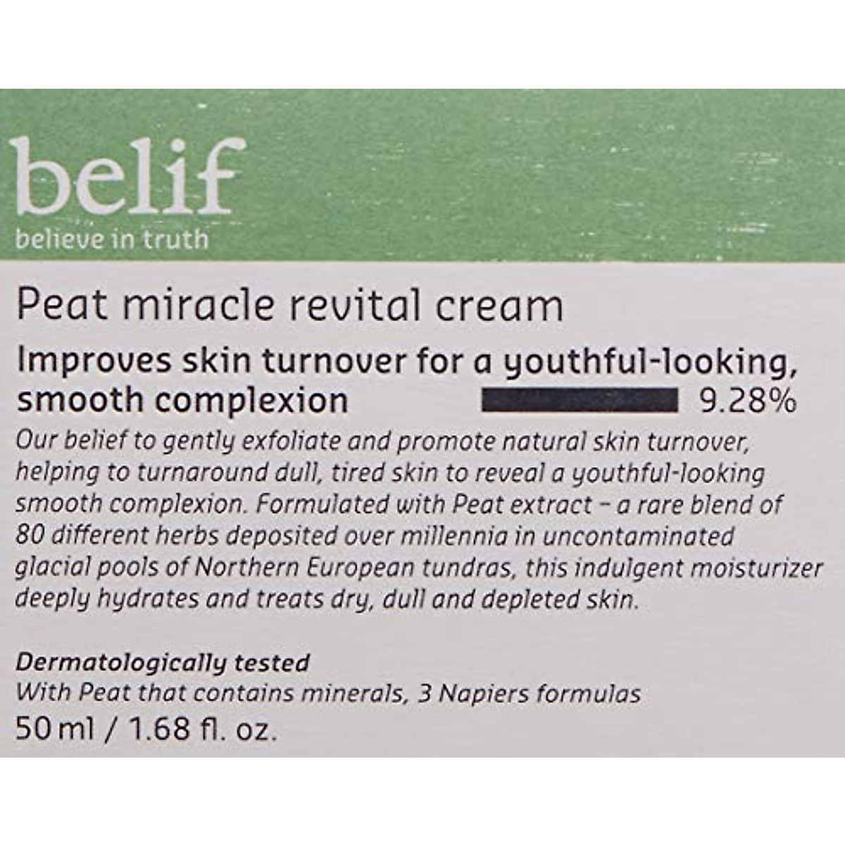 Belif Peat Miracle Revital Cream - Rich & Velvety Anti-Aging Face Moisturizer for Elasticity & Repair - 1.68 Fl Oz