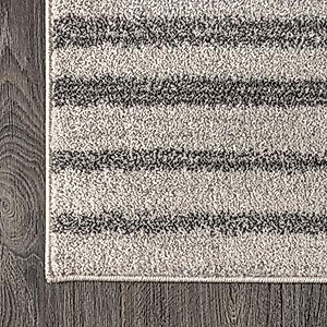 JONATHAN Y MOH204A-4 Lyla Offset Stripe Indoor Farmhouse Area-Rug Bohemian Minimalistic Striped Easy-Cleaning Bedroom Kitchen Living Room Non Shedding, 4 X 6, Grey