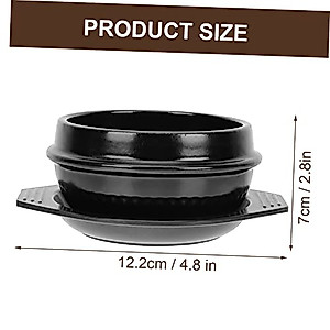 UPKOCH 1 Set Stone Pot for Bibimbap Stew Pots with Lids Stainless Steel Sauce Pan with Lid Soup Bowls with Lids Korean Hot Pot Ramen Cooker Casserole Dish with Lid Ceramic Pot with Tray