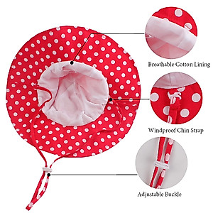 Zsedrut Baby Girls Sun Protective Hat Wide Brim Summer Bucket Cap Girls Sun Cap 1-4Years Old (1-2Years, Red)