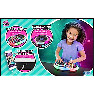 eKids LOL Surprise DJ Party Mixer Turntable Toy with Built in Microphone for Kids, Record and Mix Your Favorite Songs, for Fans of LOL Toys for Girls