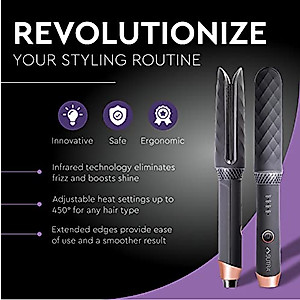 SUTRA Professional Styling Wand | 2-in-1 Hair Straightener/Flat Iron, and Curling Iron, Curl, Wave, or Straighten Hair, 4 Heat Settings, 1-inch, Black,1 Count (Pack of 1)