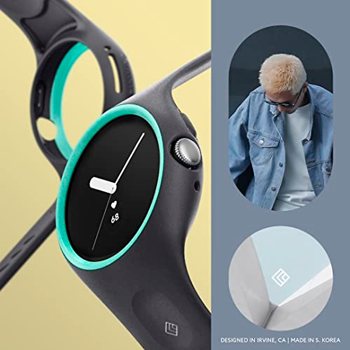 Caseology Nano Pop [Band with Case] Designed for Google Pixel Watch Case for Pixel Watch Band (2022) - Prune Charcoal