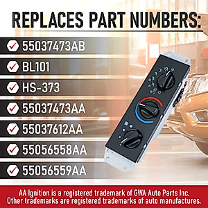 Replacement HVAC A/C Heater Control and Blower Motor Switch - Compatible with Jeep - 1999-2004 Wrangler TJ - Replaces 55037473AB, 55037473AA, 55037612AA, HS-373 - AC Climate Heater Panel Selector Unit