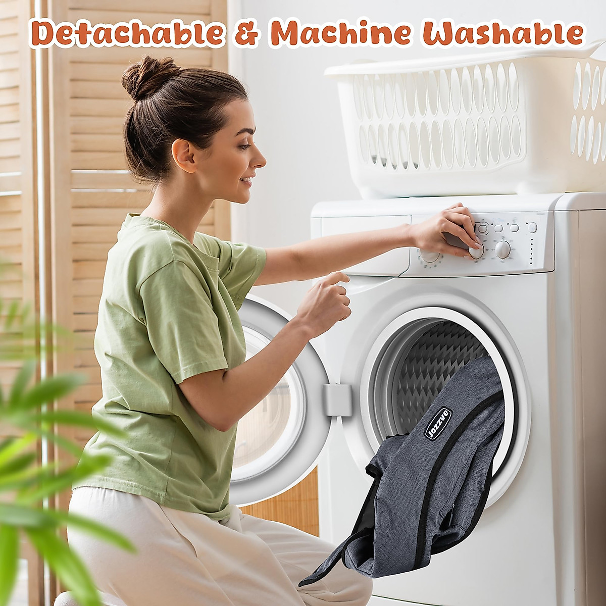 Hook On High Chair, Jozzve Clip on High Chair with Removable Dining Tray for Babies and Toddlers, Fold-Flat Storage Portable Baby Feeding Seat, Attach to Fast Table Chair for Home Travel (Grey)