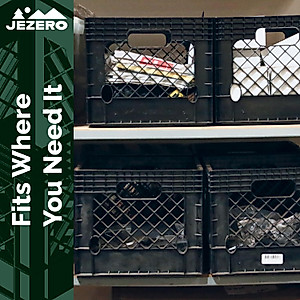 JEZERO Milk Crate for Household Storage: The Ultimate Storage Tote for Groceries, Garages, Kayaking & Outdoor, Stackable Storage | BLACK, Plastic, 13" x 13" x 11” (MC16-S2)