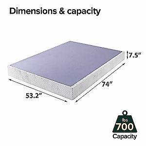 ZINUS Metal Box Spring with Wood Slats, 7.5 Inch Mattress Foundation, Sturdy Steel Structure, Easy Assembly, Full