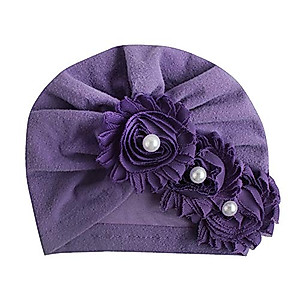 Baby Turban Bow Hats for Girls Infant Head Wrap Soft Knotting Cap for Toddler Kids (Color 2)
