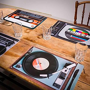 Placemat set nostalgia hifi equipment Retro Style retro style
