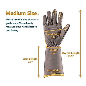 COOLJOB Rose Pruning Garden Gloves for Women Thorn Proof, Heavy Duty Gardening Yard Gloves for Cactus and Ivy, Long Sleeve Puncture Proof for Forearm Elbow Protection, 1 Pair, Orange & Gray, Medium