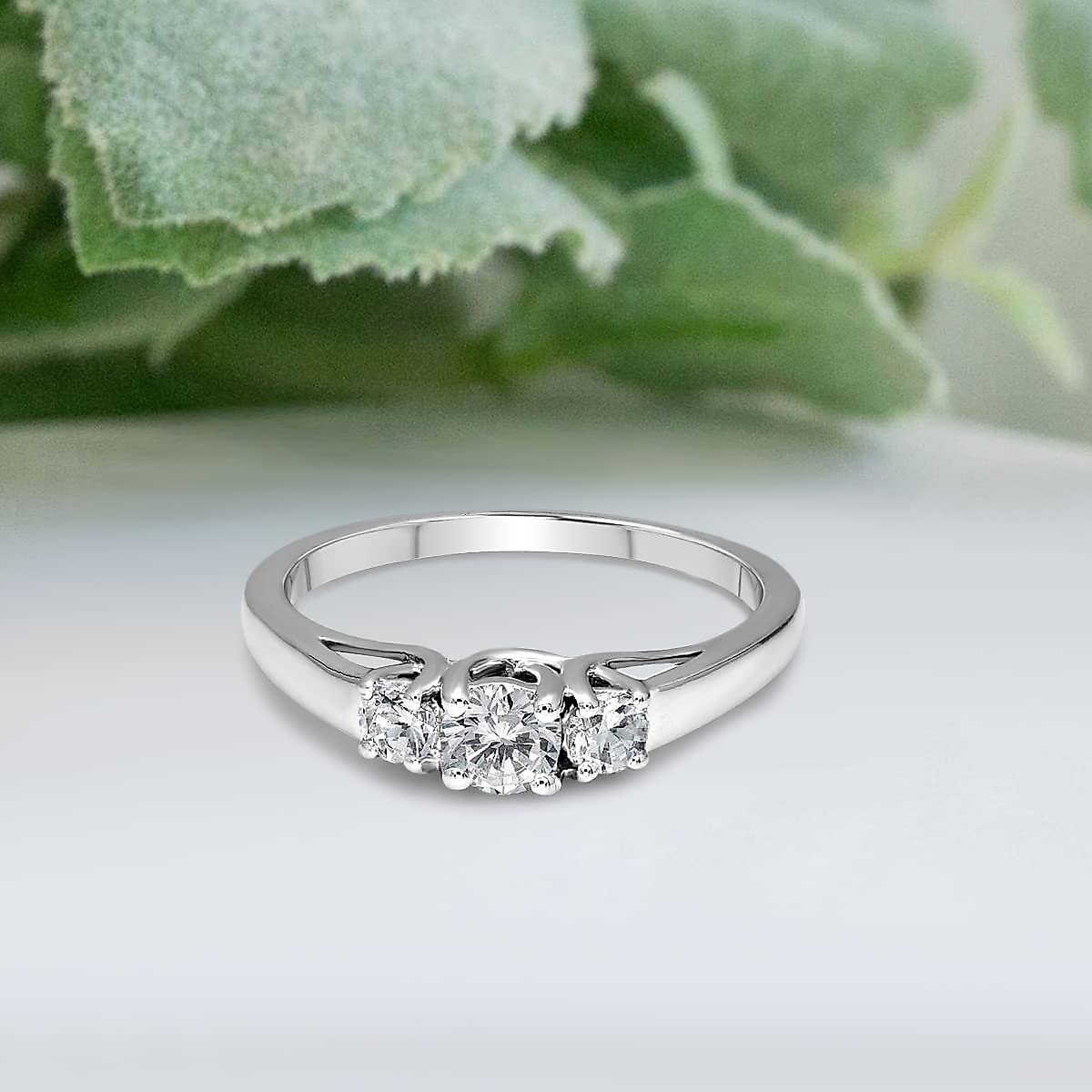 FRIENDLY DIAMONDS 1/2 Carat | 925 Sterling Silver | IGI Certified Lab Grown Solitaire 3 Stone Diamond Ring Prong Setting | Brilliant-Cut Round Shape Diamond | G-H Color, SI1 Clarity