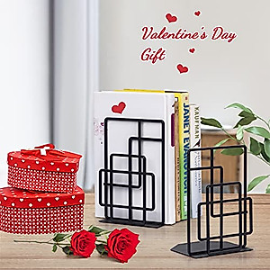 SRIWATANA Book Ends Heavy Duty, Decorative Black Bookends for Shelves, Window Lattice Design