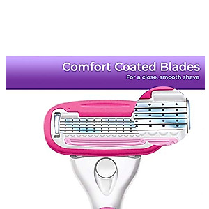 Personna Women's 5 Blade Razor System - Women's Shaving Razors - Razor Handle with 12 Replacement Cartridges Pink