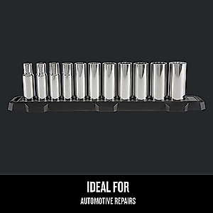 Craftsman Socket Set, SAE, 1/2-Inch Drive, 12-Point, 11-Piece (CMMT12048)