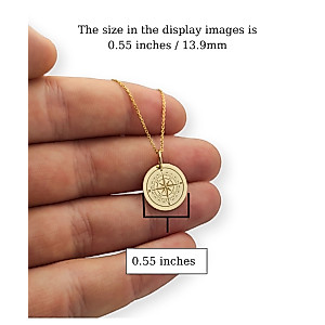 DANELIAN 14K Solid Gold Compass Pendant, North Star Compass Necklace (No Chain Included, 0.55 inches / 13.9mm)