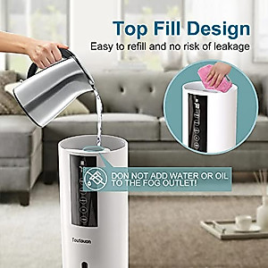 TOUTOUAN Humidifiers Large Room Bedroom ，2.1Gal(8L) 3 Speed Quiet Ultrasonic Cool Mist Humidifier with 360° Nozzle, Humidity Setting, Timer,Aroma Box for Home Plant Baby Yoga Sleep