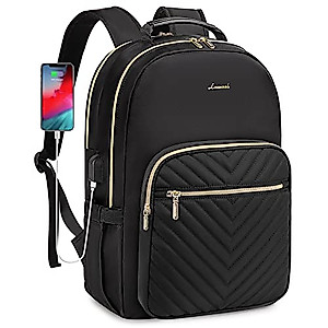 LOVEVOOK Laptop Backpack for Women, Large Capacity Travel Computer Work Bag with 17-inch Laptop Compartment, Business Nurse Backpack Purse, Hiking Outdoor Carry On Backpack, Black