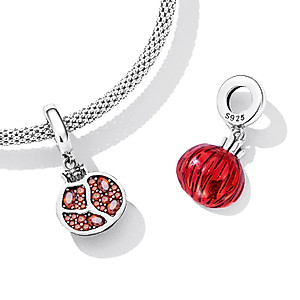 Delicate Pomegranate Pendant Charm 925 Sterling Silver Charm Fits For Pandora Bracelet Necklace