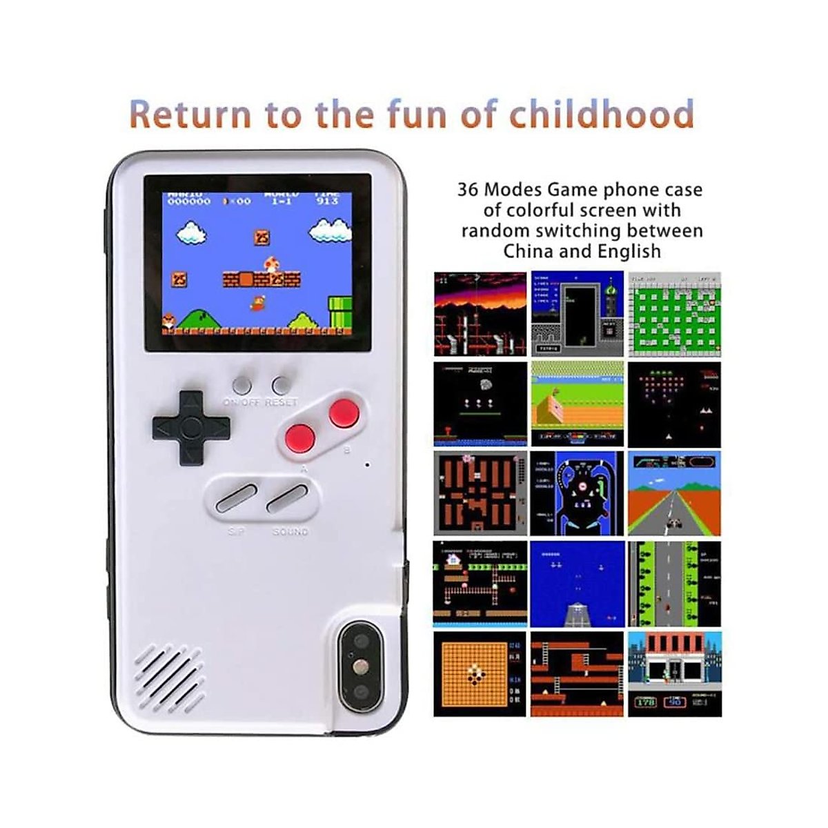WODETIA Compatible with iPhone 13 / 13Pro / 13 Pro Max Gameboy Case Retro 3D Design Style Silicone Protective Case with 36 Small Games Color Display Shockproof Video Game Phone Case,Pink,13
